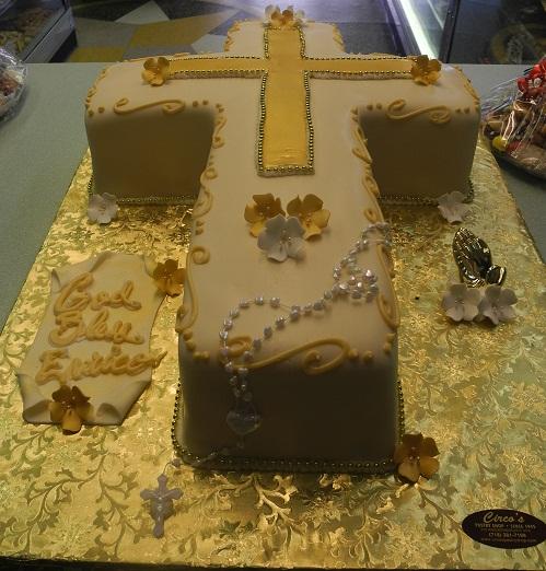 Religious Cake Cross Cake Gold Fondant - R009 – Circo's Pastry Shop