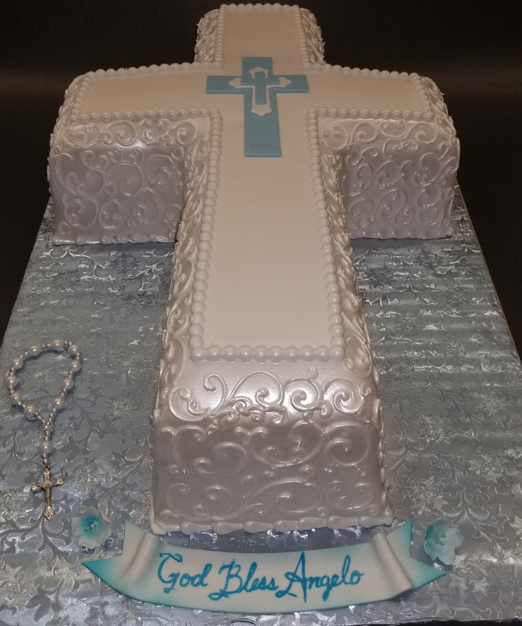 Pearl white Cross cake. R062 – Circo's Pastry Shop