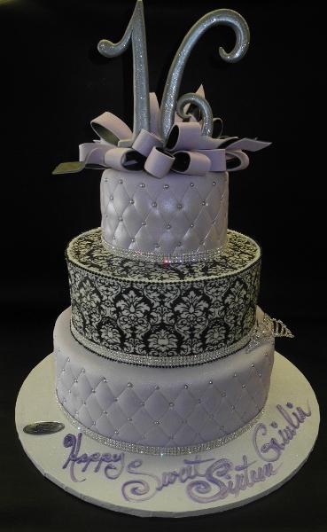 Sweet 16 Lavender and Silver Fondant Cake - B0304 – Circo's Pastry Shop