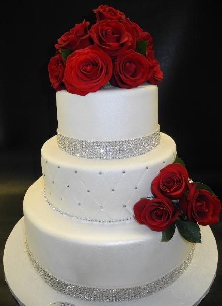 3 Tier Fondant Cake with Fresh Flowers - W026 – Circo's Pastry Shop