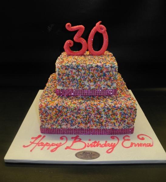 Sprinkle and Diamonds Pink Birthday Cake - B0337 – Circo's Pastry Shop