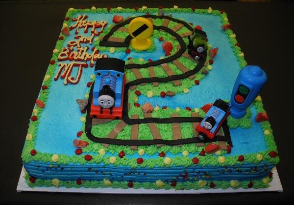 Thomas the train Whip cream cake with fondant train tracks - CS0097 ...