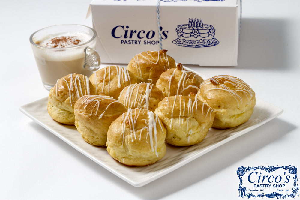 Cream Puffs Vanilla Custard (1 Lb Box about 9 pieces) – Circo's Pastry Shop